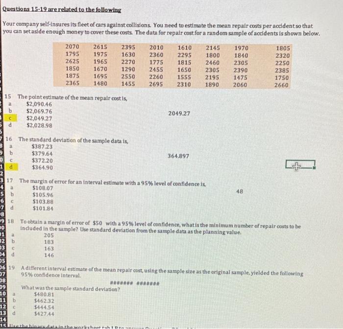 Solved Questions 15−19 are related to the following rour | Chegg.com