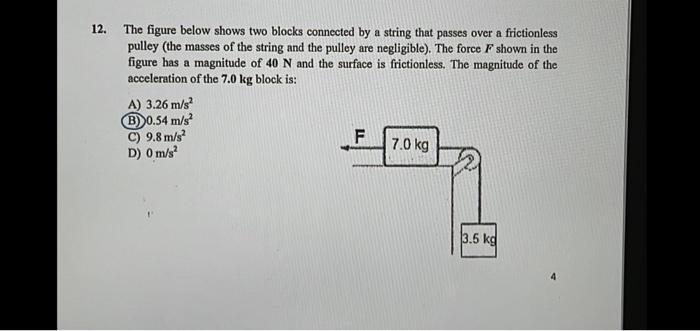 Solved 12. The figure below shows two blocks connected by a | Chegg.com