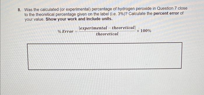 Solved Complete Table 1 with your experimental data for the | Chegg.com