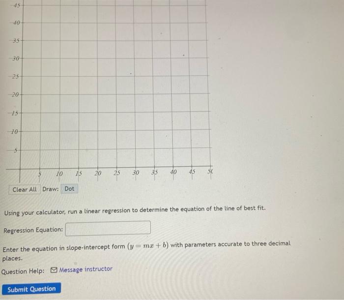 Solved Using your calculator, run a linear regression to | Chegg.com