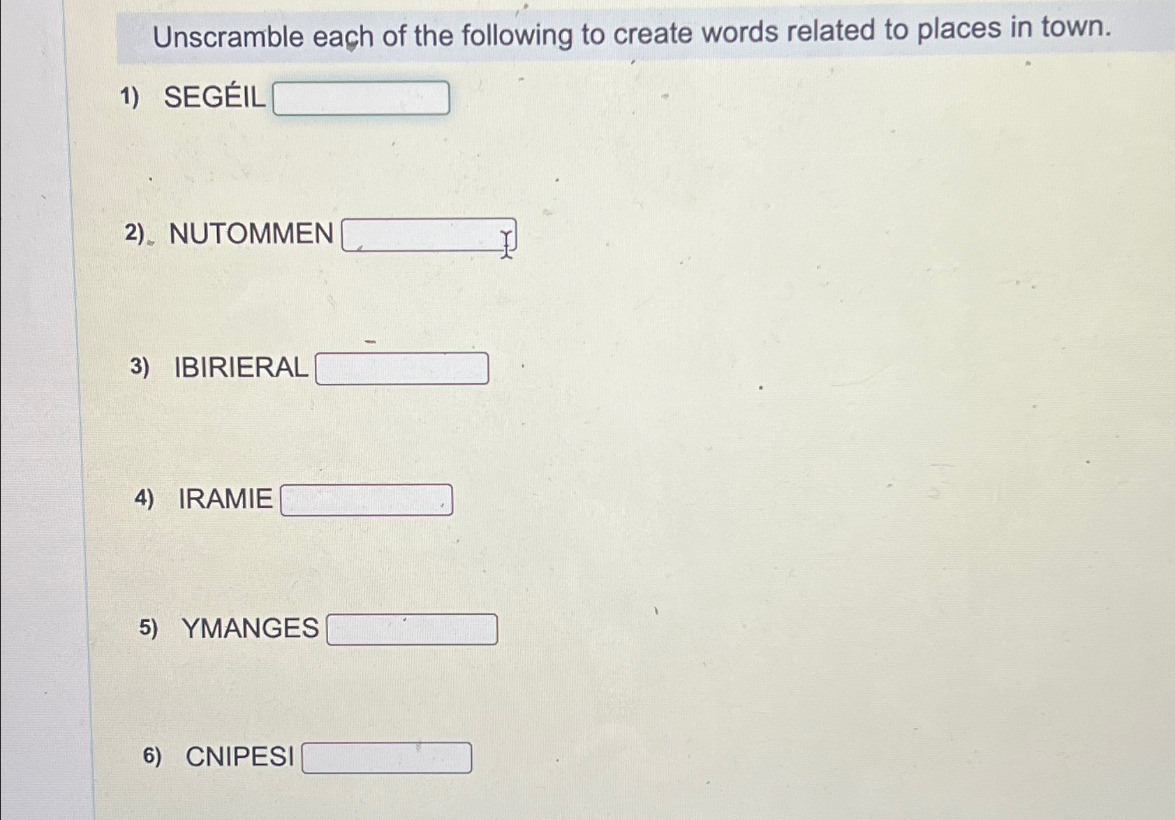 Solved Unscramble each of the following to create words | Chegg.com