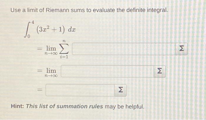 Solved Use a limit of Riemann sums to evaluate the definite | Chegg.com