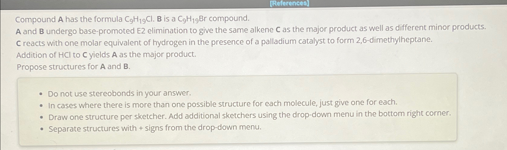 Solved [References]Compound A has the formula C9H19Cl. B ﻿is | Chegg.com