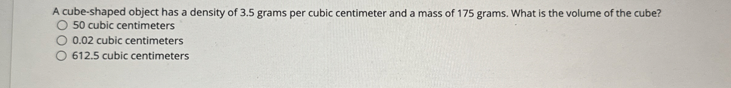 Solved A cube-shaped object has a density of 3.5 ﻿grams per | Chegg.com