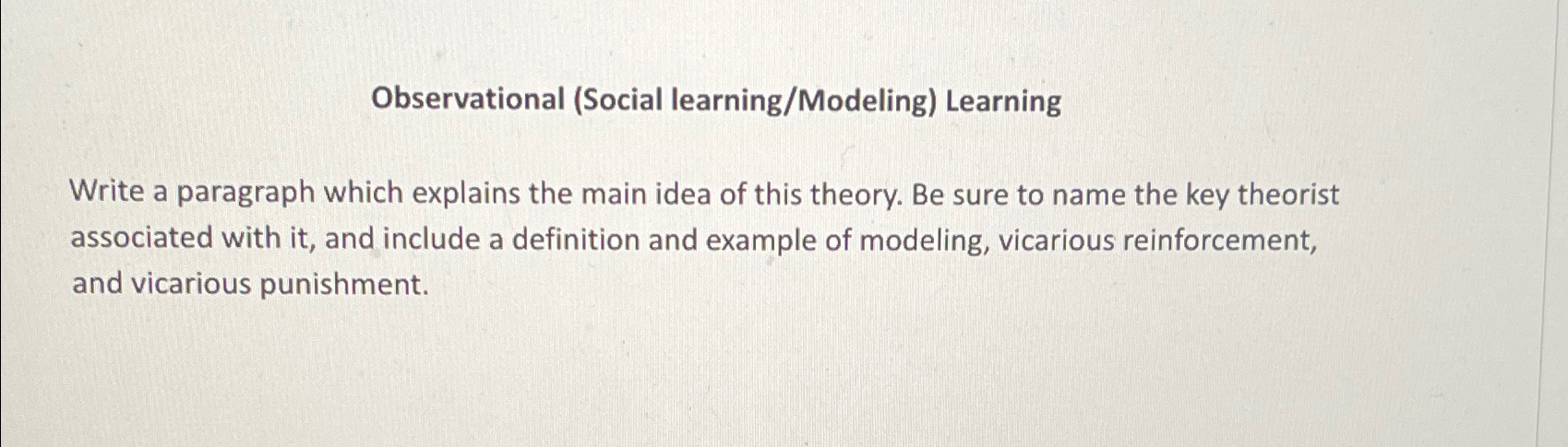 Solved Observational (Social learning/Modeling) | Chegg.com