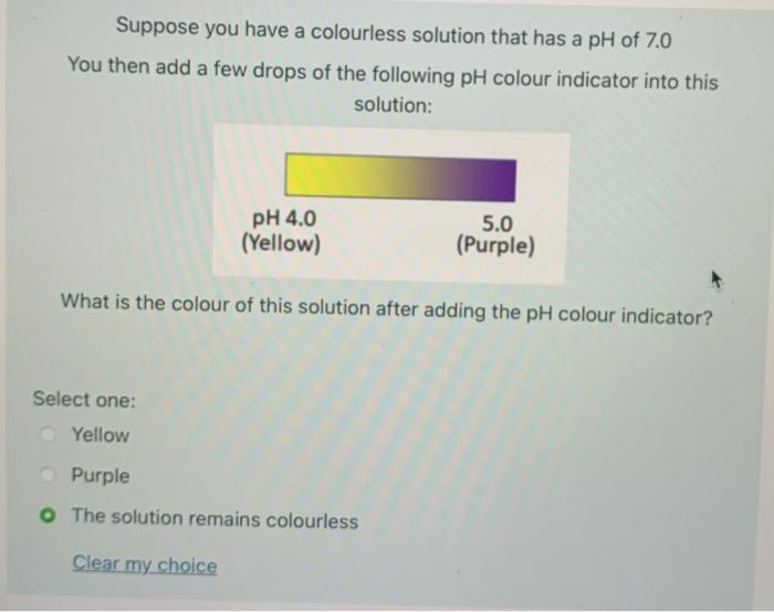 Solved Suppose you have a colourless solution that has a pH | Chegg.com