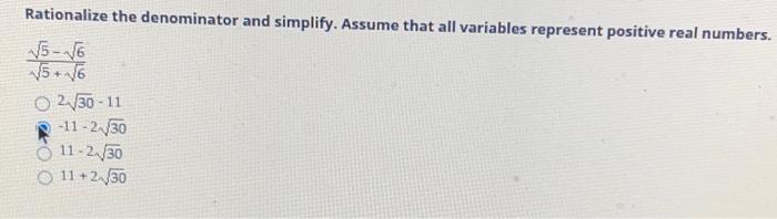 Solved Rationalize the denominator and simplify. Assume that | Chegg.com