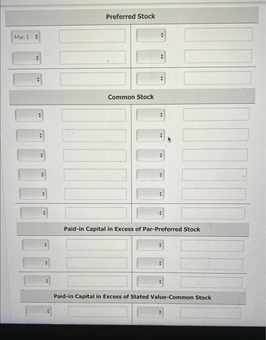 Solved Preferred Stock Common Stock Paid-in Capital in | Chegg.com