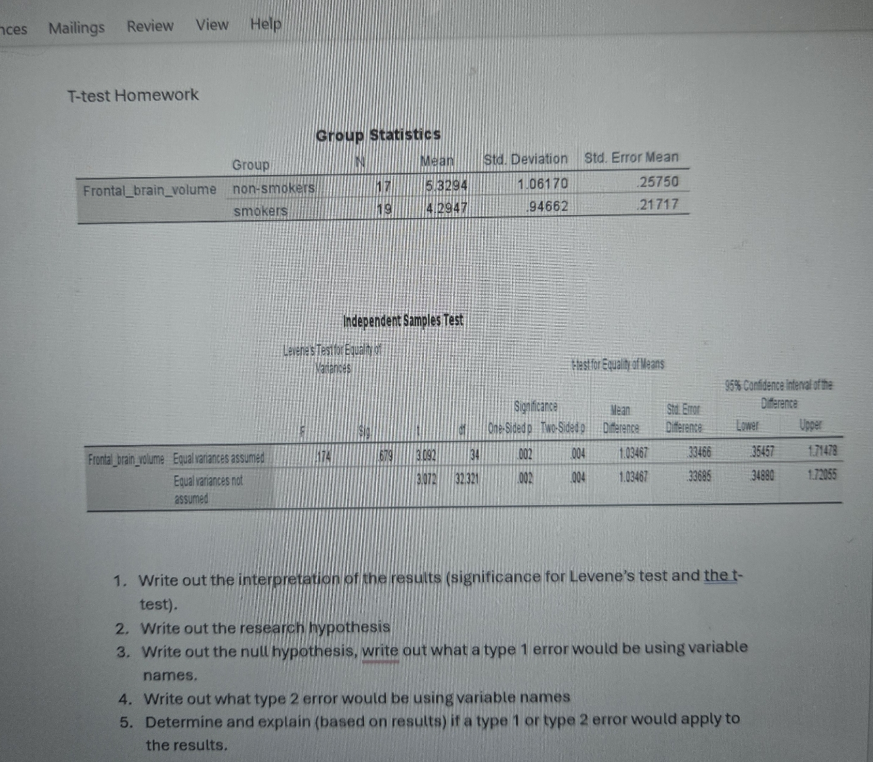 ReferencesMailingsReviewViewHelpIf. ﻿Do the results | Chegg.com