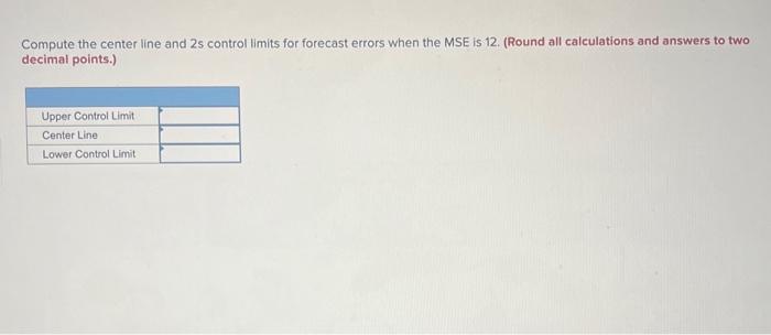 Solved Compute the center line and 2 s control limits for | Chegg.com