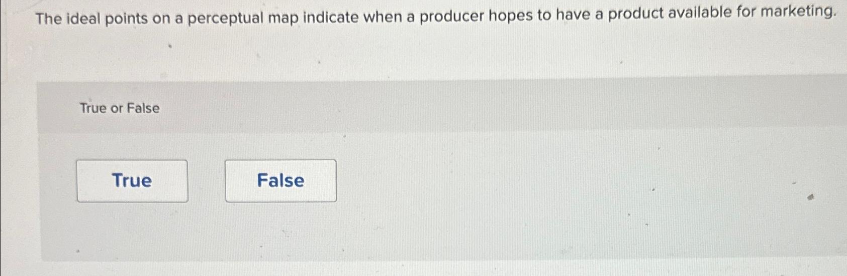 Solved The ideal points on a perceptual map indicate when a | Chegg.com