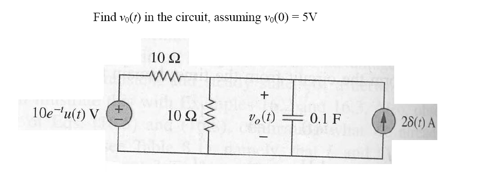 Solved Find v0(t) in the circuit, assuming v0(O) - 5V | Chegg.com