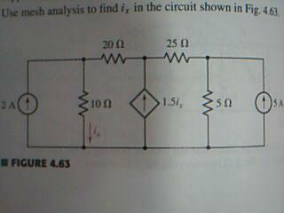 Solved Use mesh analysis to find ix in the circuitshown in | Chegg.com