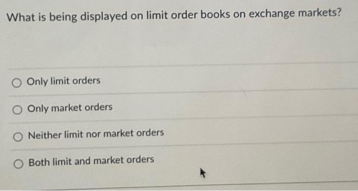 Solved What is being displayed on limit order books on | Chegg.com
