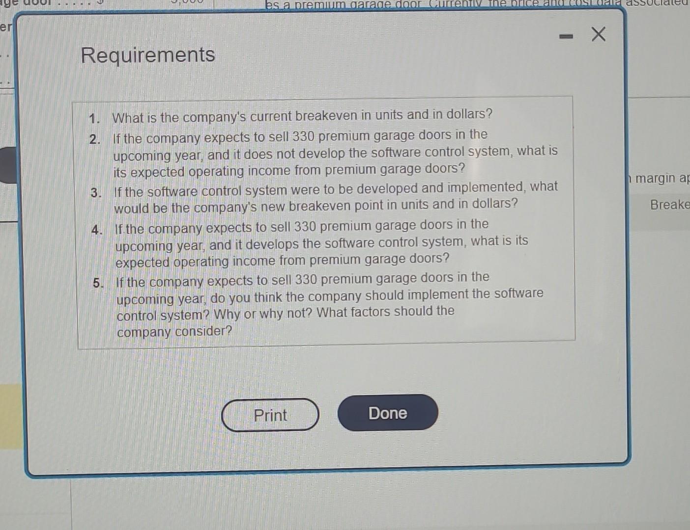 Solved Requirements 1. What is the company's current | Chegg.com