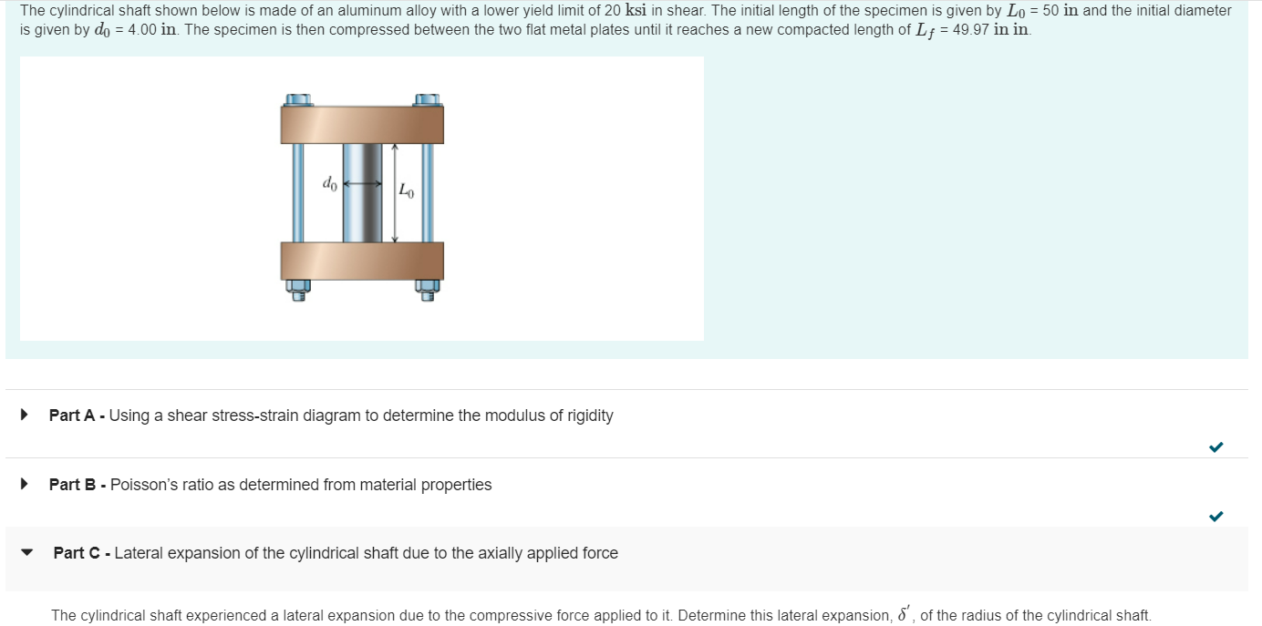The cylindrical shaft shown below is made of an | Chegg.com
