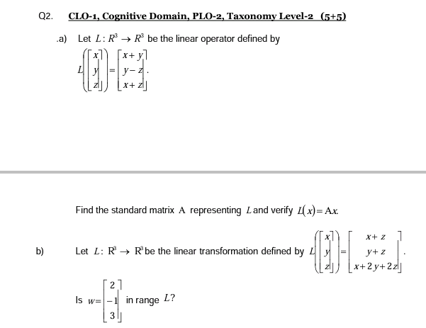 Solved 02. CLO-1, Cognitive Domain, PLO-2, Taxonomy Level-2 | Chegg.com