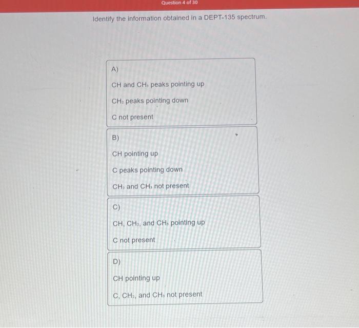 Solved Identify the information obtained in a DEPT-135 | Chegg.com