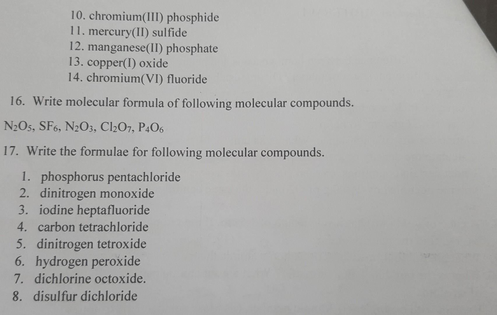 Solved 14. Write molecular formula of following ionic | Chegg.com