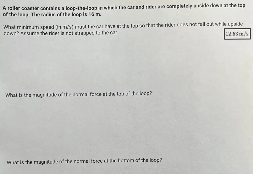 Solved A roller coaster contains a loop-the-loop in which | Chegg.com