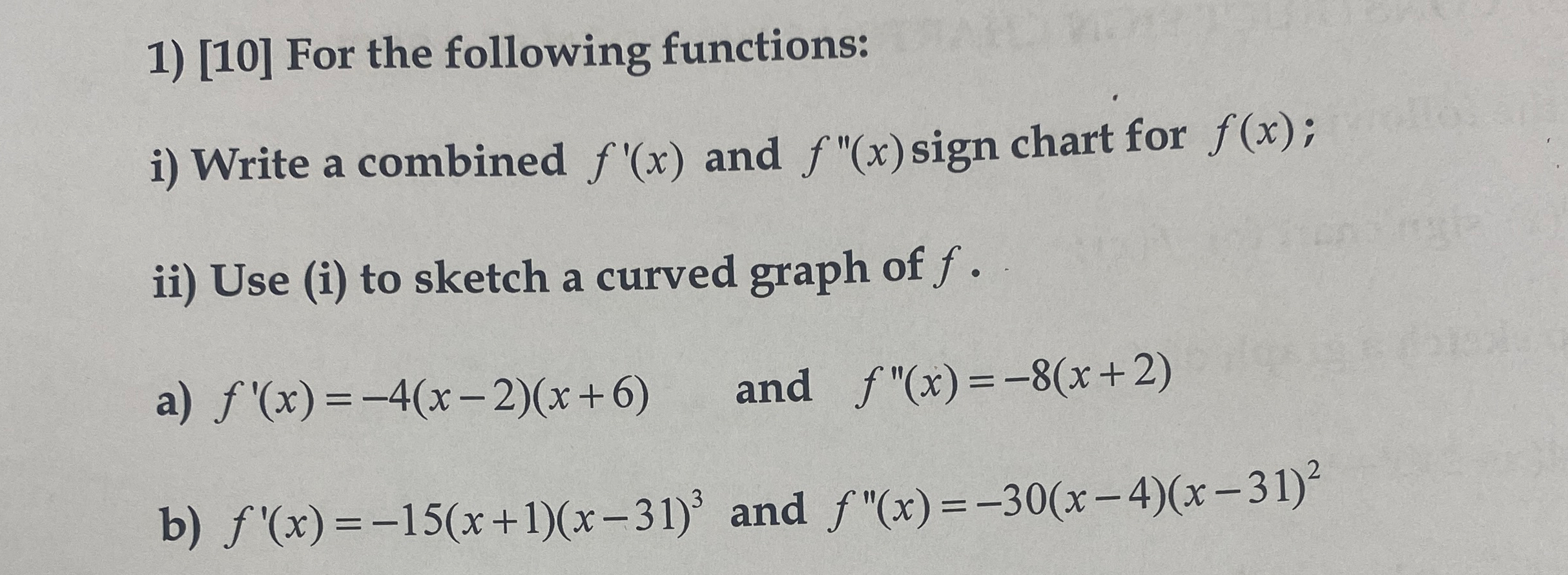 Solved [10] ﻿For the following functions:i) ﻿Write a | Chegg.com