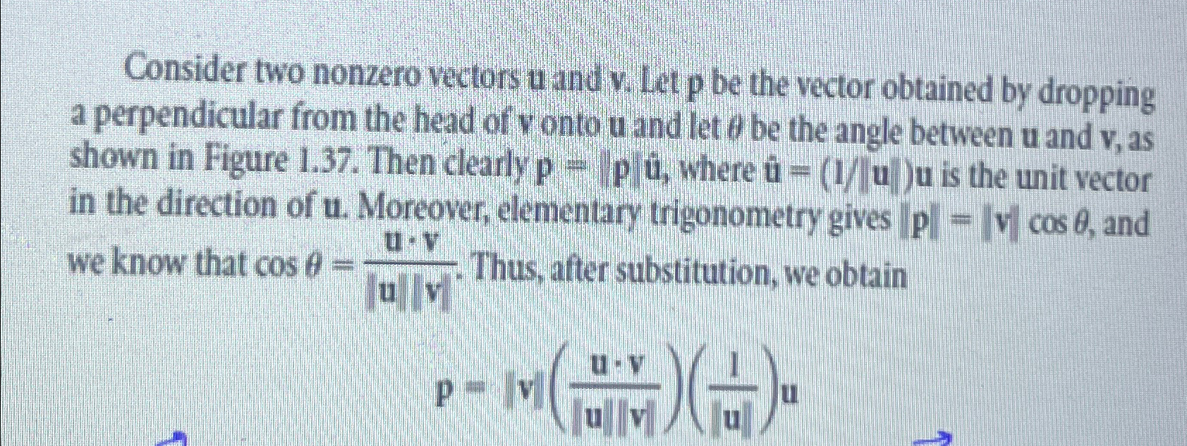 Solved Consider two nonzero vectors u ﻿and v. ﻿Let p ﻿be the | Chegg.com