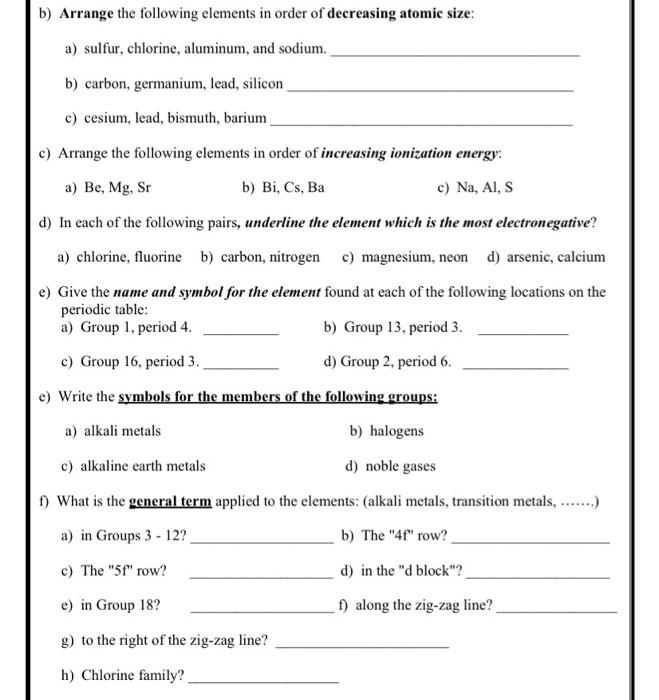 Part I Write A Ground State Electron Configuration