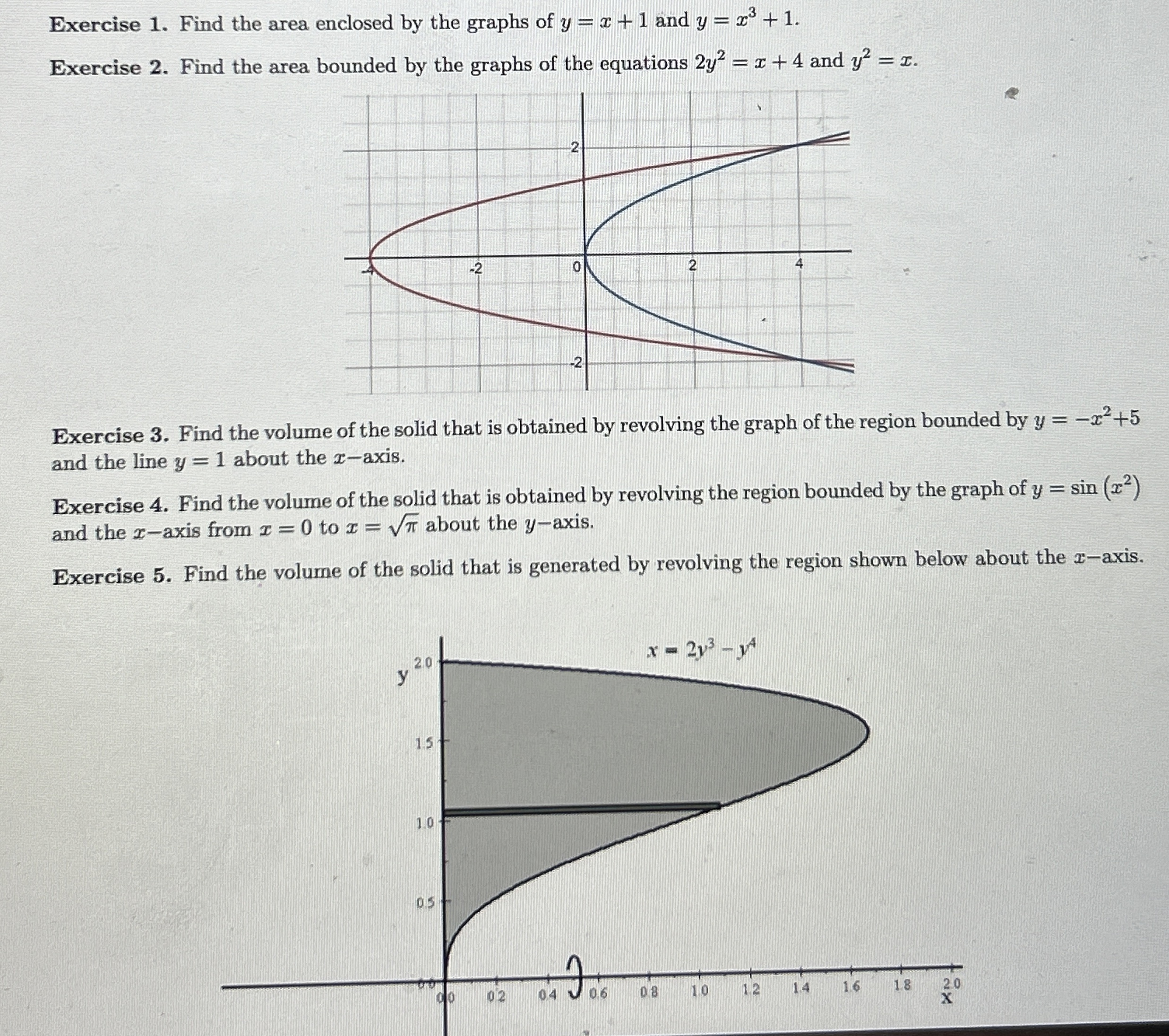Solved Exercise 1. ﻿Find the area enclosed by the graphs of | Chegg.com
