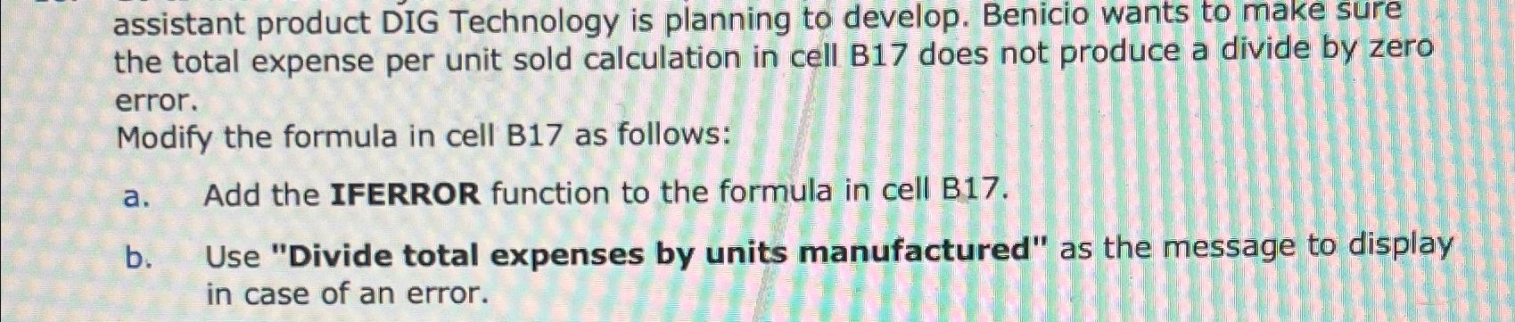 Solved assistant product DIG Technology is planning to | Chegg.com