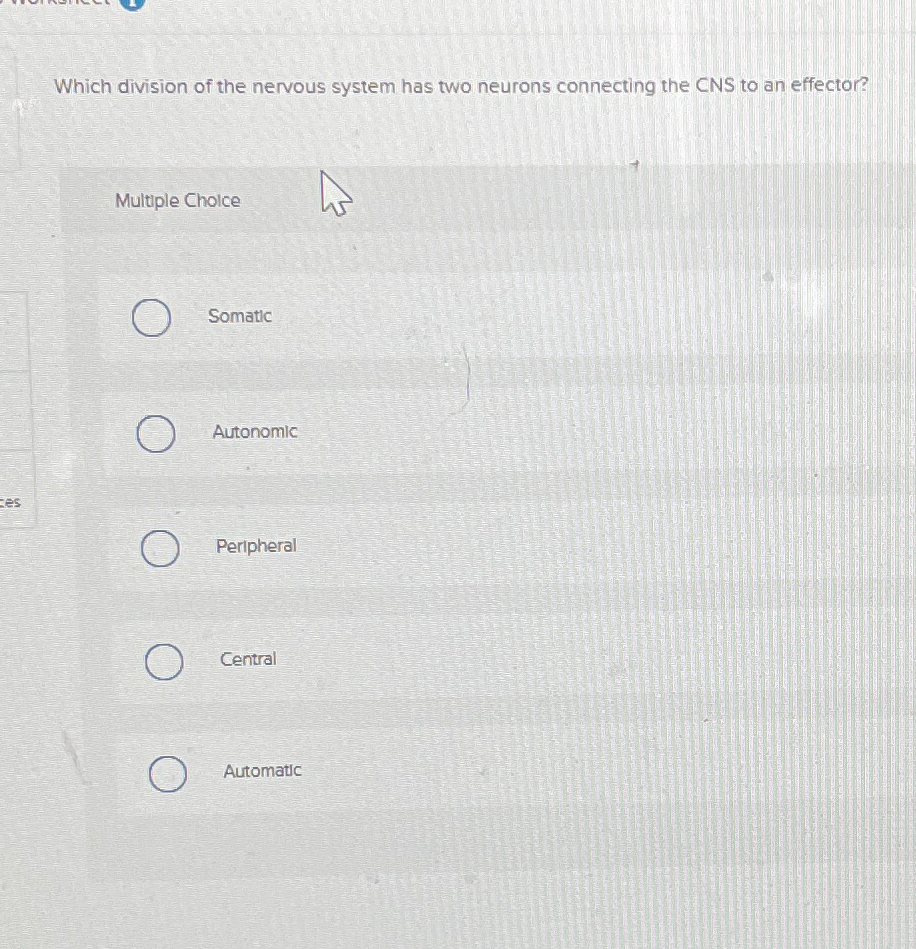 Solved Which division of the nervous system has two neurons | Chegg.com