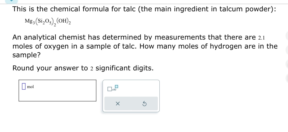 Solved This is the chemical formula for talc (the main | Chegg.com