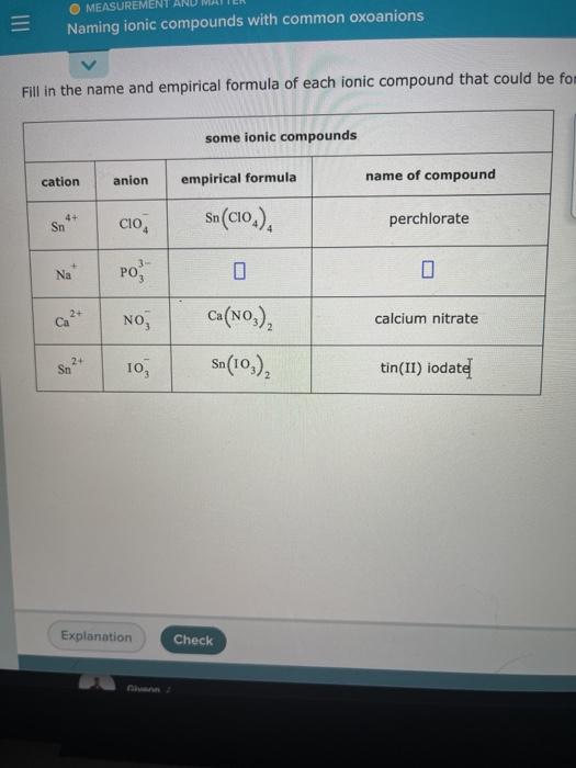 Solved MEASUREMENT AND MA Naming ionic compounds with common | Chegg.com