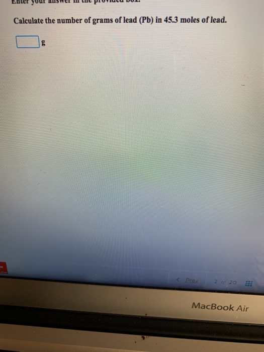 Solved Calculate the number of grams of lead (Pb) in 45.3 | Chegg.com