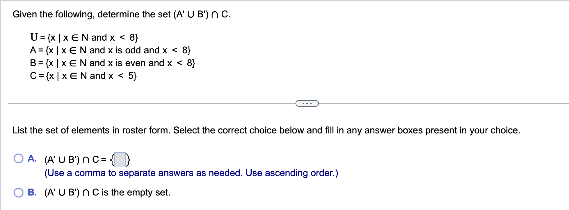Solved Given the following, determine the set | Chegg.com