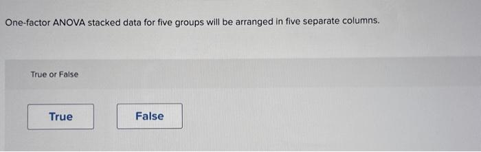 Solved One-factor ANOVA stacked data for five groups will be | Chegg.com