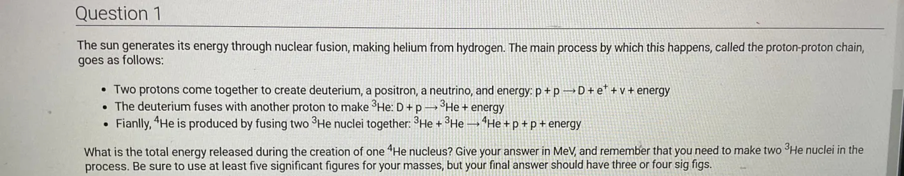 Solved Question 1The sun generates its energy through | Chegg.com
