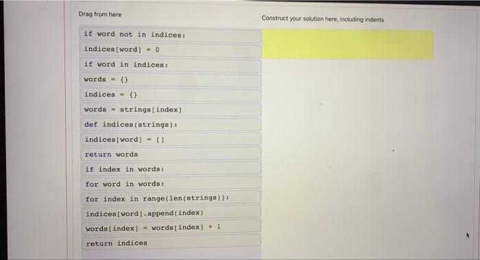 Solved 1. Tracking indices where words appear a Compose a | Chegg.com