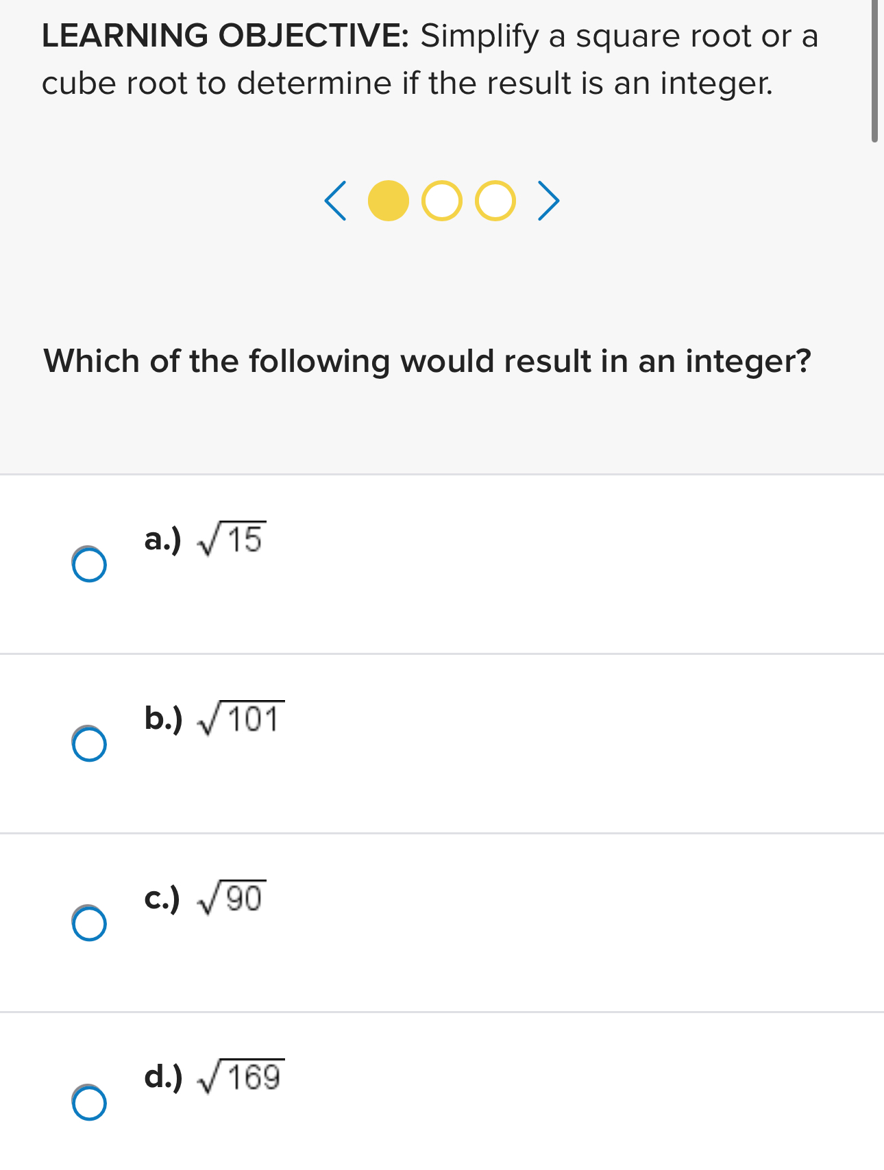 Solved LEARNING OBJECTIVE: Simplify a square root or a cube | Chegg.com