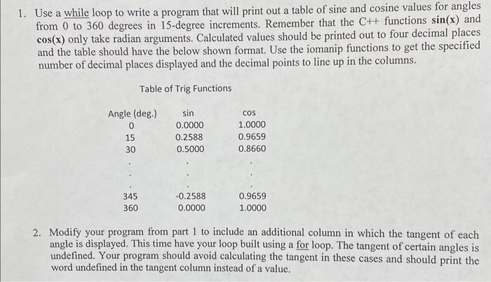 Solved Use a while loop to write a program that will print | Chegg.com