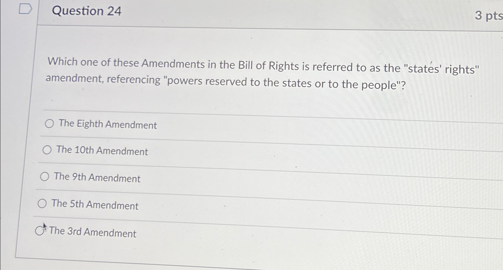Solved Question 243 ﻿ptsWhich one of these Amendments in the | Chegg.com