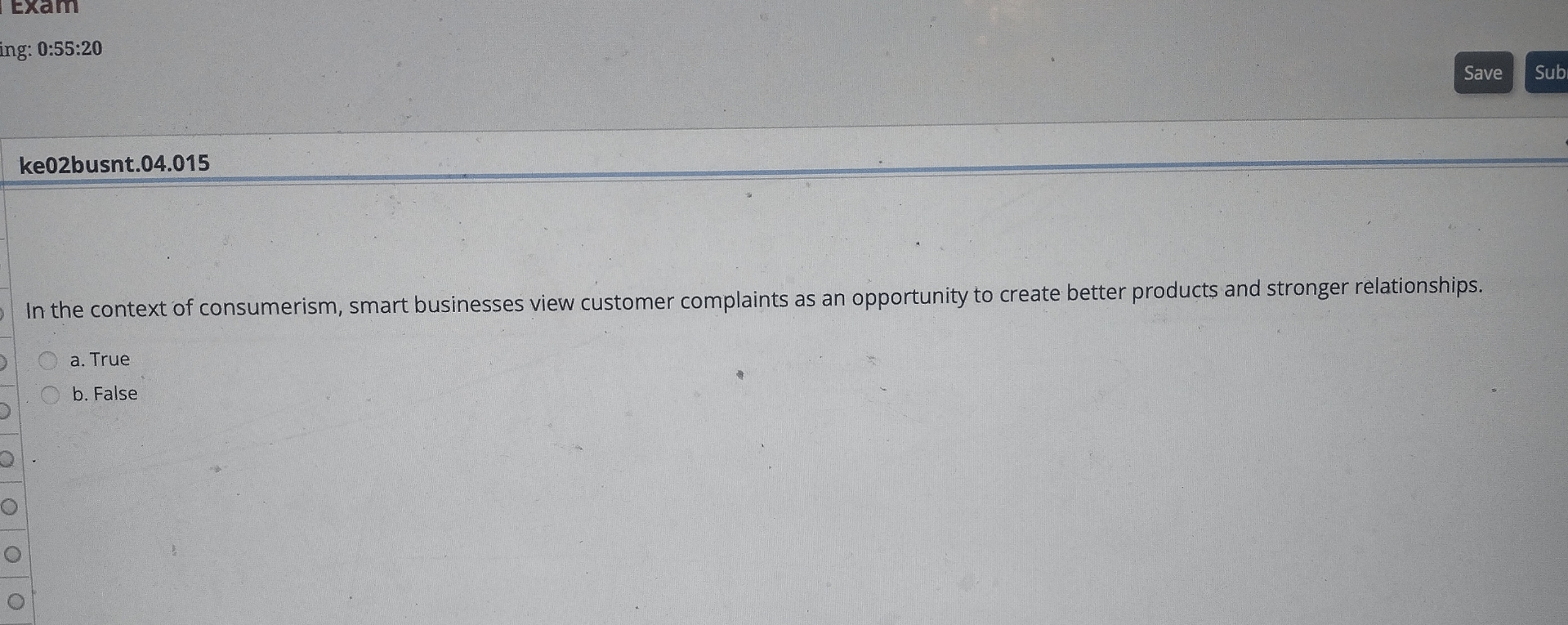 Solved Examing: 0:55:20ke02busnt.04.015In the context of | Chegg.com