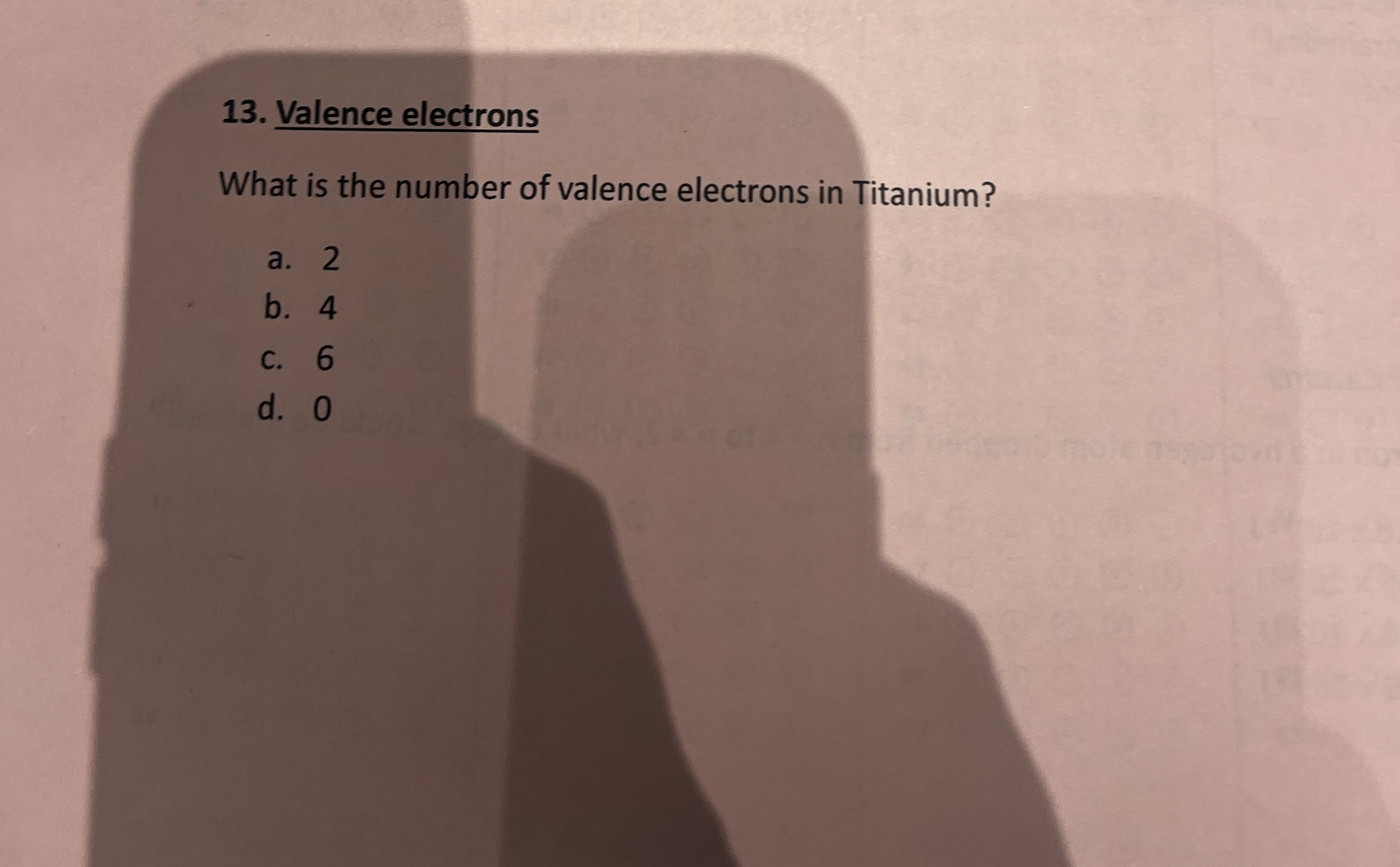Solved Valence electronsWhat is the number of valence | Chegg.com