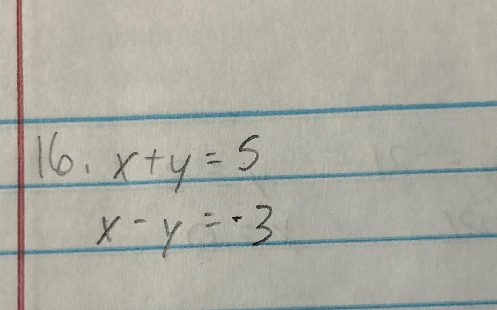 Solved x+y=5x-y=-3 | Chegg.com