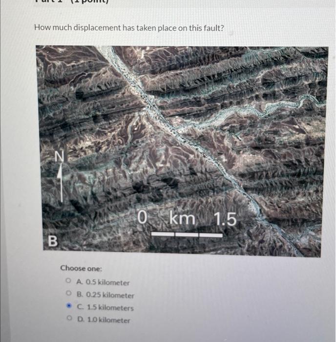 How much displacement has taken place on this fault? | Chegg.com