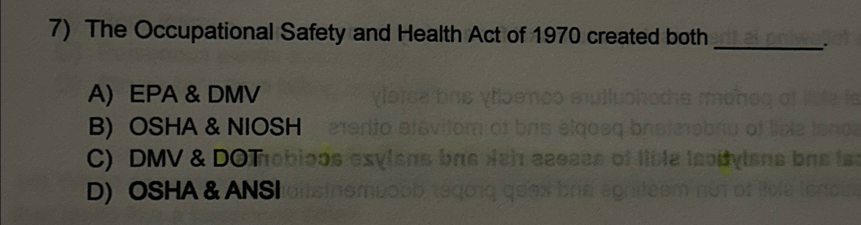 Solved The Occupational Safety and Health Act of 1970 | Chegg.com