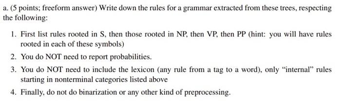 Solved d. (3 points; freeform answer) With the new grammar, | Chegg.com