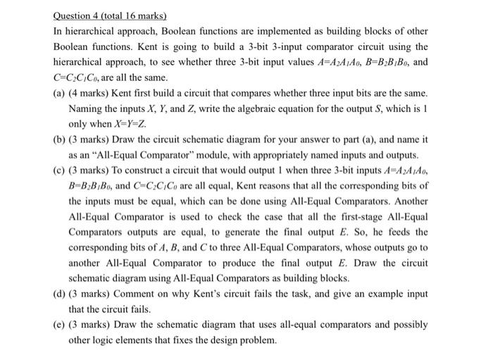 Solved Question 4 (total 16 marks) In hierarchical approach, | Chegg.com