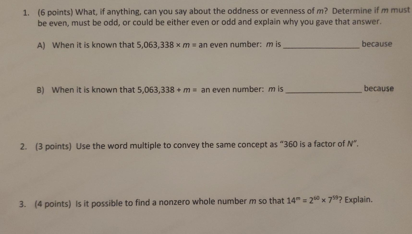 Solved 1. (6 points) What, if anything, can you say about | Chegg.com
