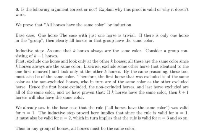 Solved 6. Is the following argument correct or not? Explain | Chegg.com