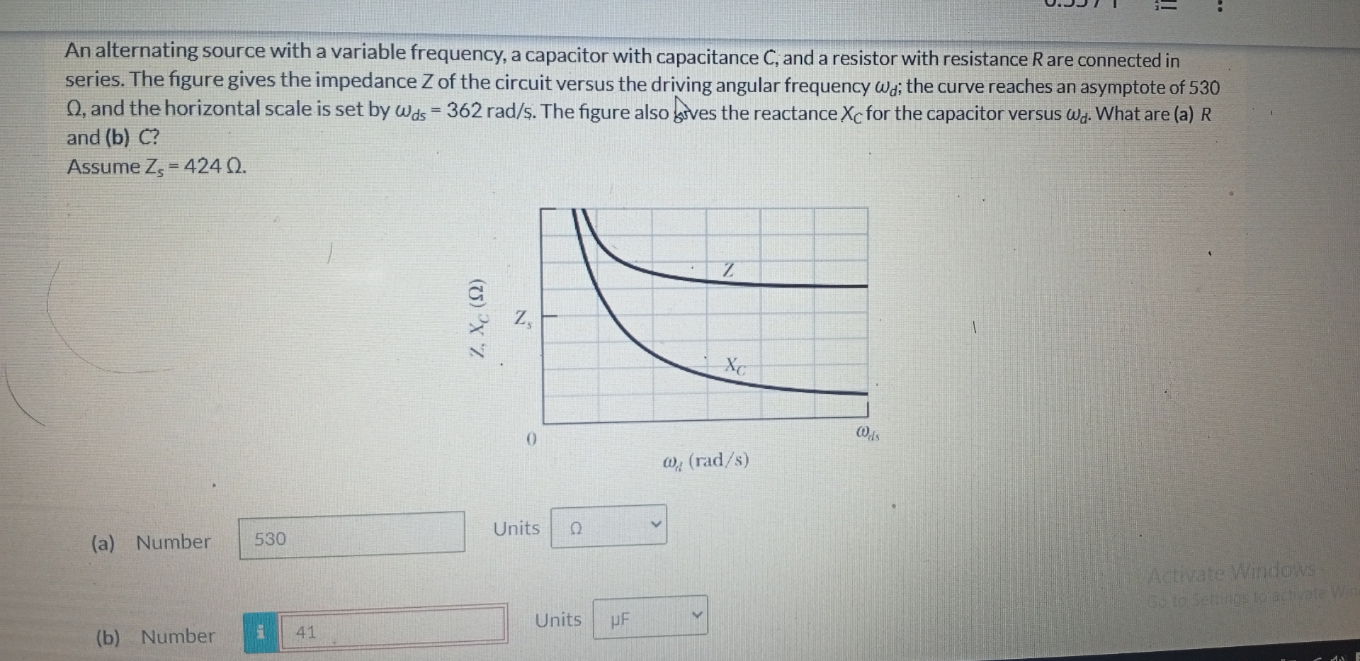 Solved An alternating source with a variable frequency, a | Chegg.com